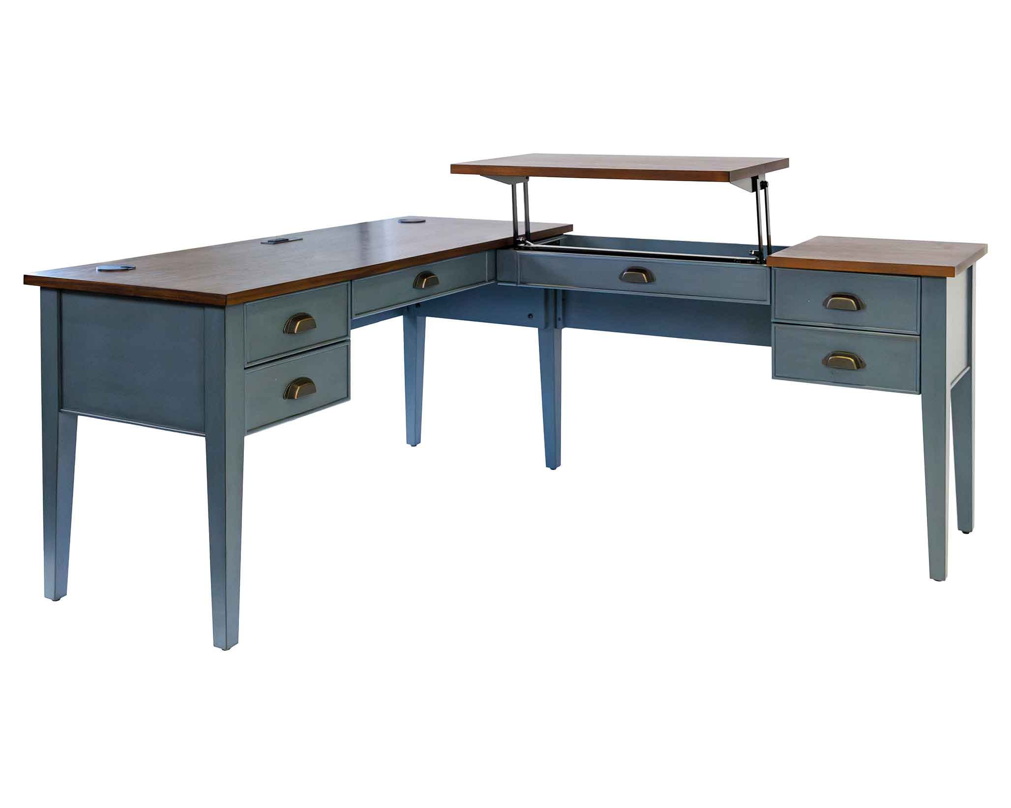 Half Pedestal L-Desk with Right Return Lift – Martin Furniture