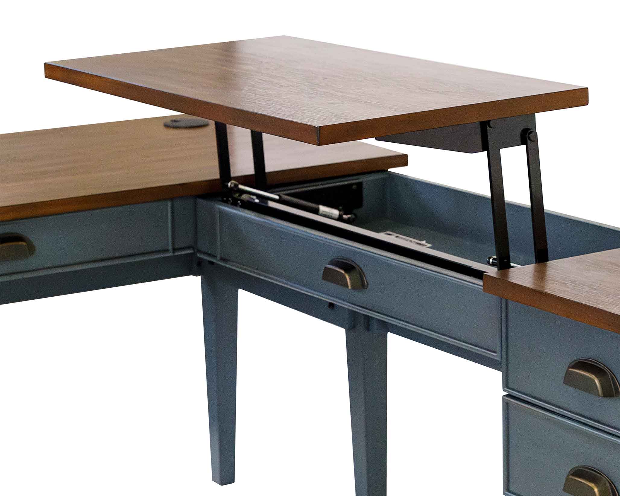 Half Pedestal L-Desk with Right Return Lift – Martin Furniture