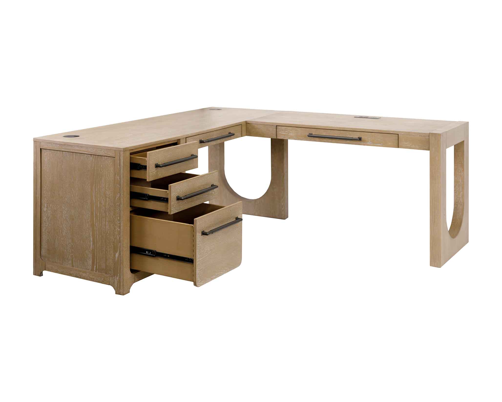 L-Shape Pedestal Desk with Open Return – Martin Furniture